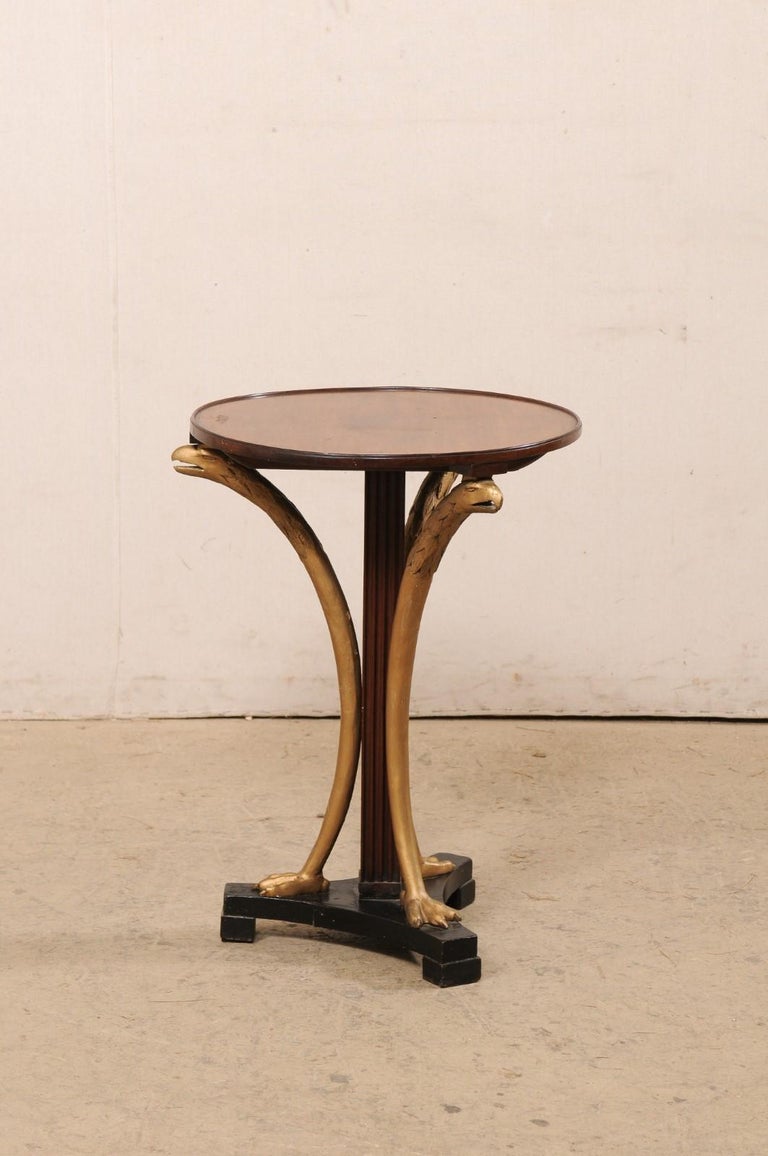 Italian Antique Gueridon Accent Table w/Carved and Gilt Eagles, Round ...