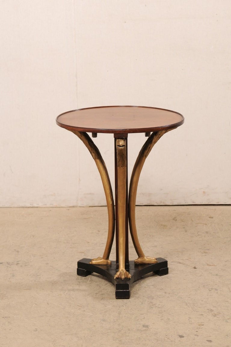 Italian Antique Gueridon Accent Table w/Carved and Gilt Eagles, Round ...