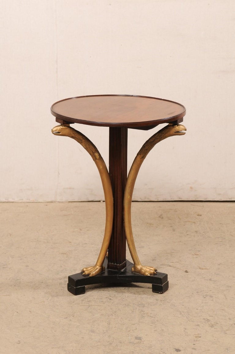 Italian Antique Gueridon Accent Table w/Carved and Gilt Eagles, Round ...