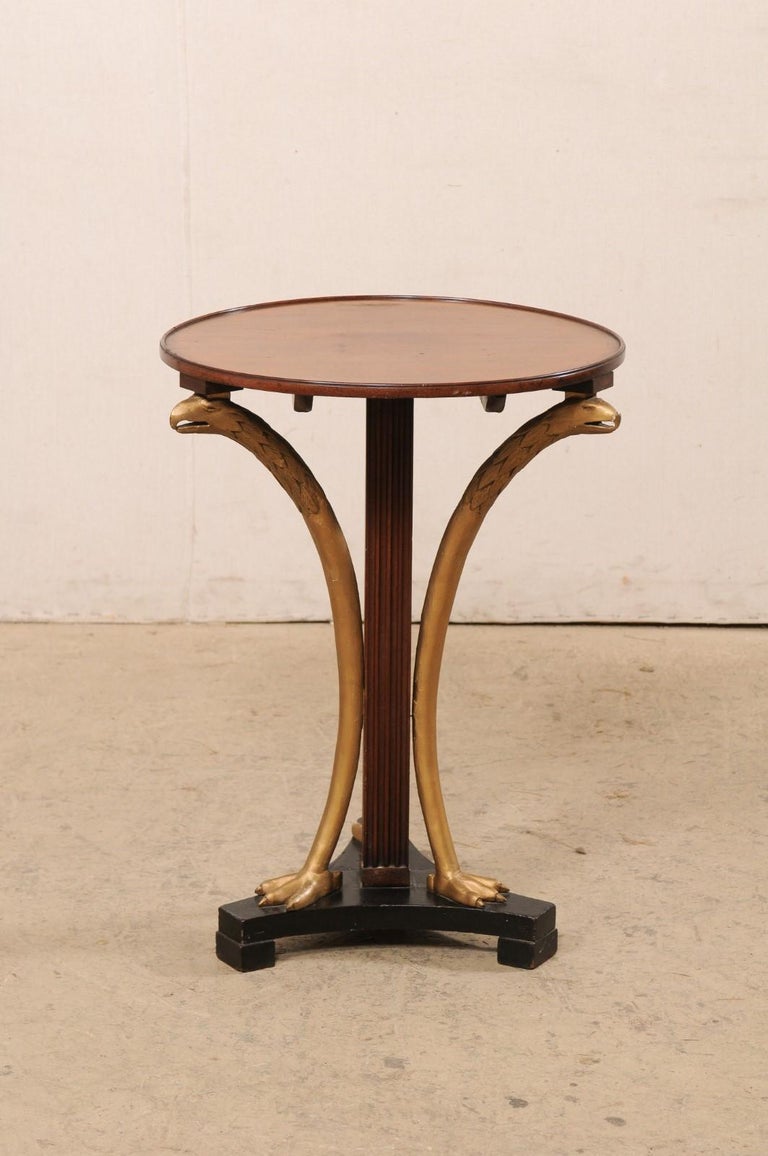 Italian Antique Gueridon Accent Table w/Carved and Gilt Eagles, Round ...