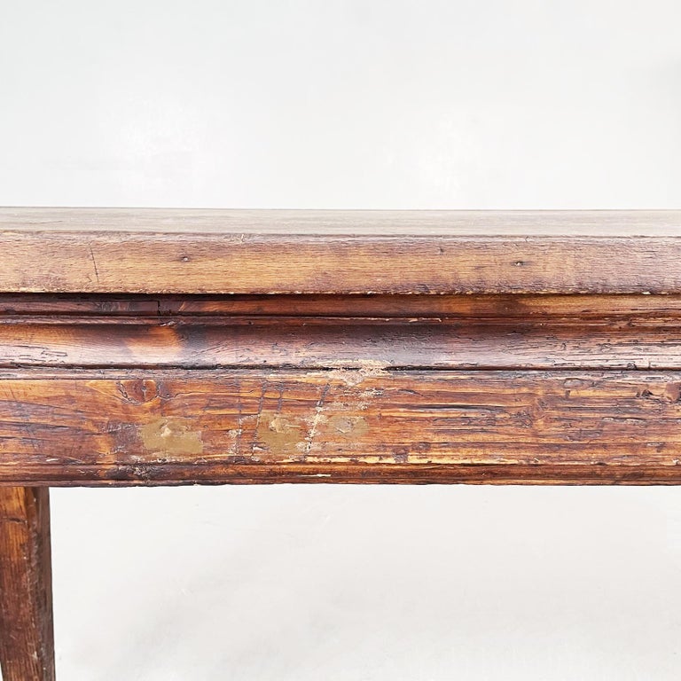 Italian Antique Rectangular Dining Table in Dark Solid Wood, 1900s For ...