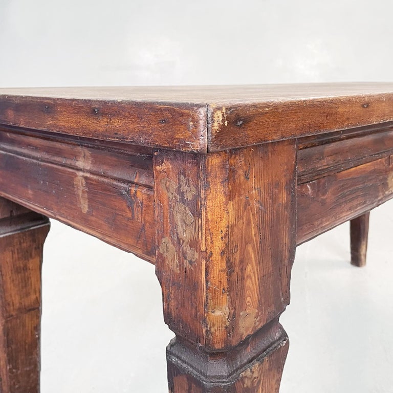 Italian Antique Rectangular Dining Table in Dark Solid Wood, 1900s For ...