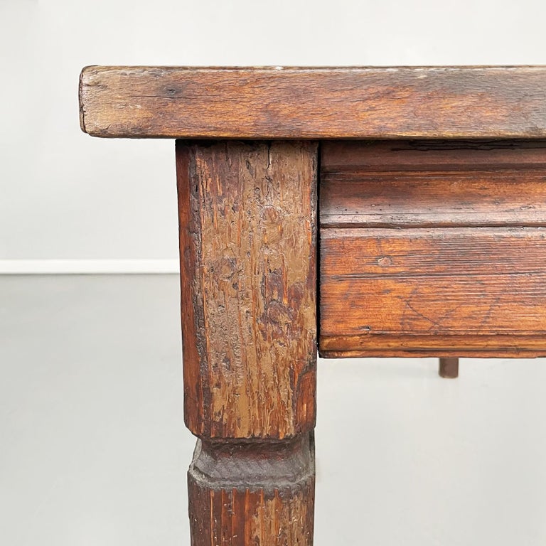 Italian Antique Rectangular Dining Table in Dark Solid Wood, 1900s For ...