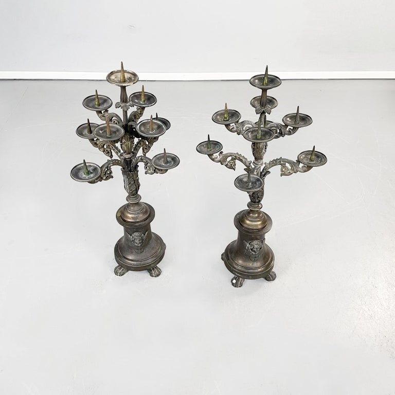 Italian Antique Silver Nine-Flame Candelabra Finely Worked, 1800s For ...