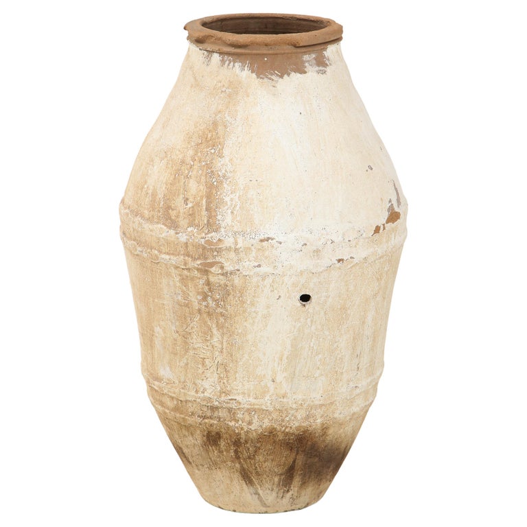 Italian Antique Terracotta Olive Oil Jar in White Painted Finish at 1stDibs