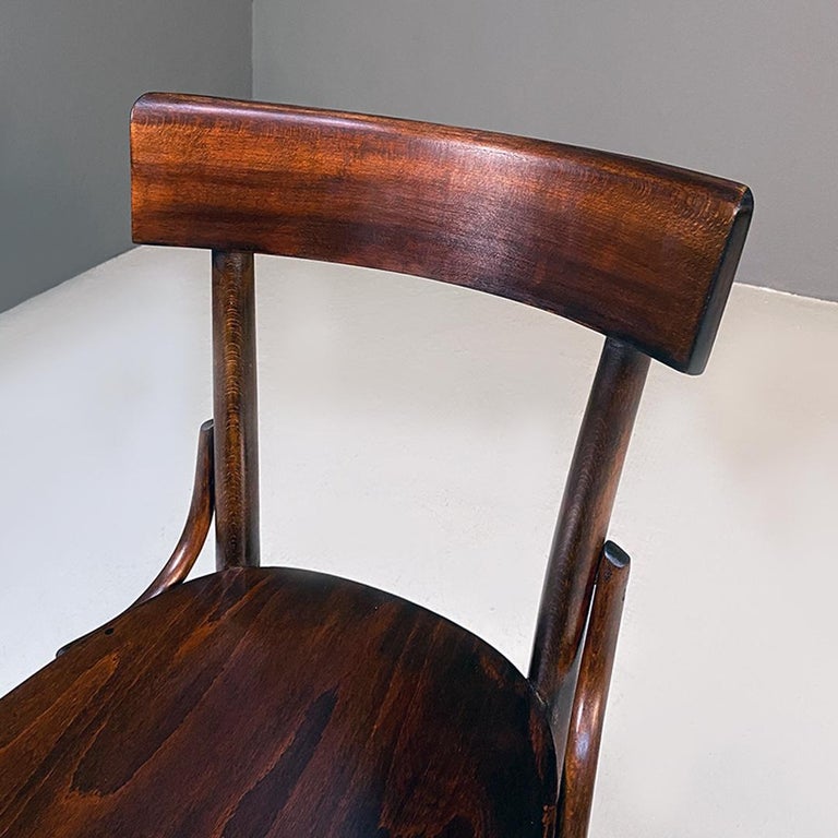Italian Antique Walnut Wood Tavern Chair, Old Milan Style, 1930s For ...