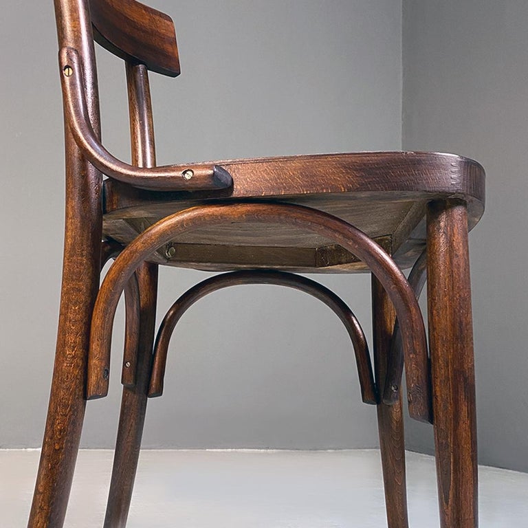 Italian Antique Walnut Wood Tavern Chair, Old Milan Style, 1930s For ...