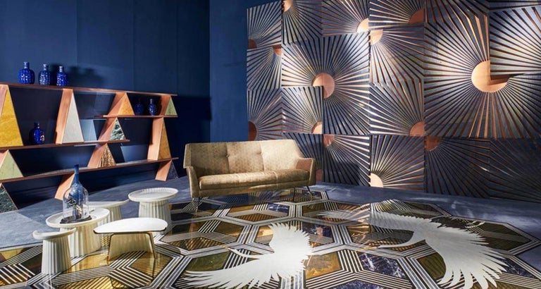 Italian Architectural Wall Feature in Copper and Azul Marble For Sale ...