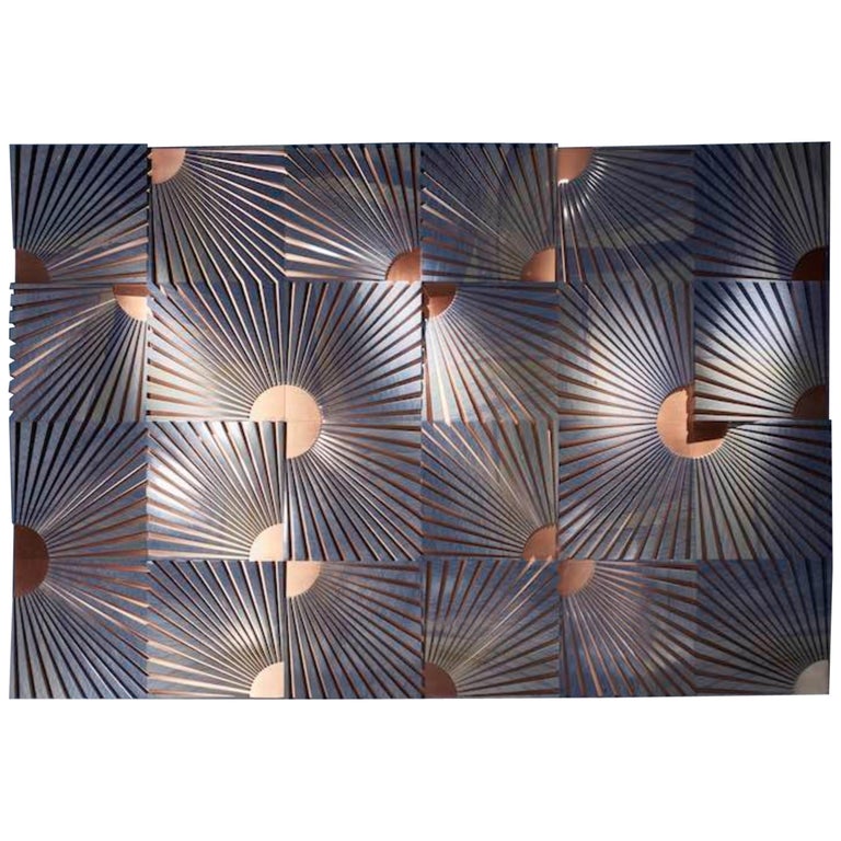 Italian Architectural Wall Feature in Copper and Azul Marble For Sale ...