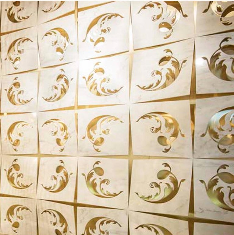 Italian Architectural Wall Feature in Marble and Brass with ...