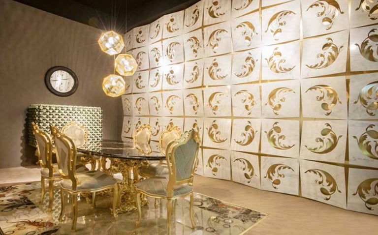 Italian Architectural Wall Feature in Marble and Brass with ...