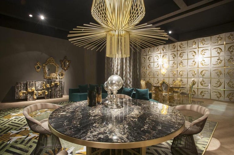 Italian Architectural Wall Feature in Marble and Brass with ...