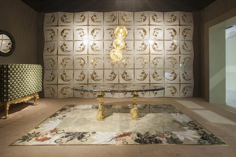 Italian Architectural Wall Feature in Marble and Brass with ...