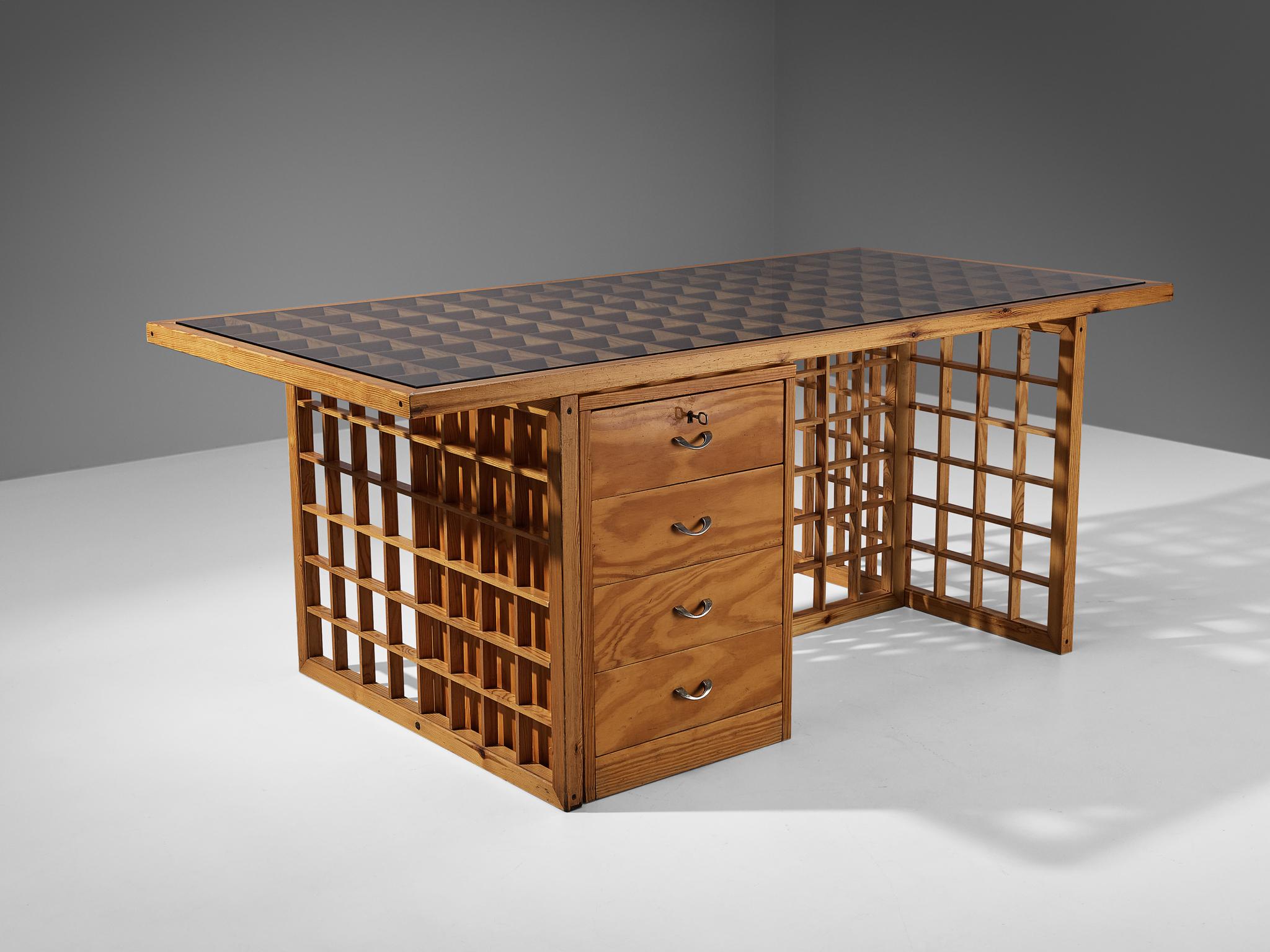 Italian Architectural Writing Desk with Modular Cabinet at 1stDibs