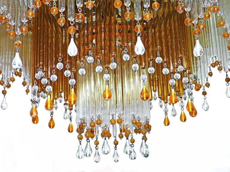 Italian Art Deco and Art Nouveau Style Amber Beaded Glass Fringe Murano ...