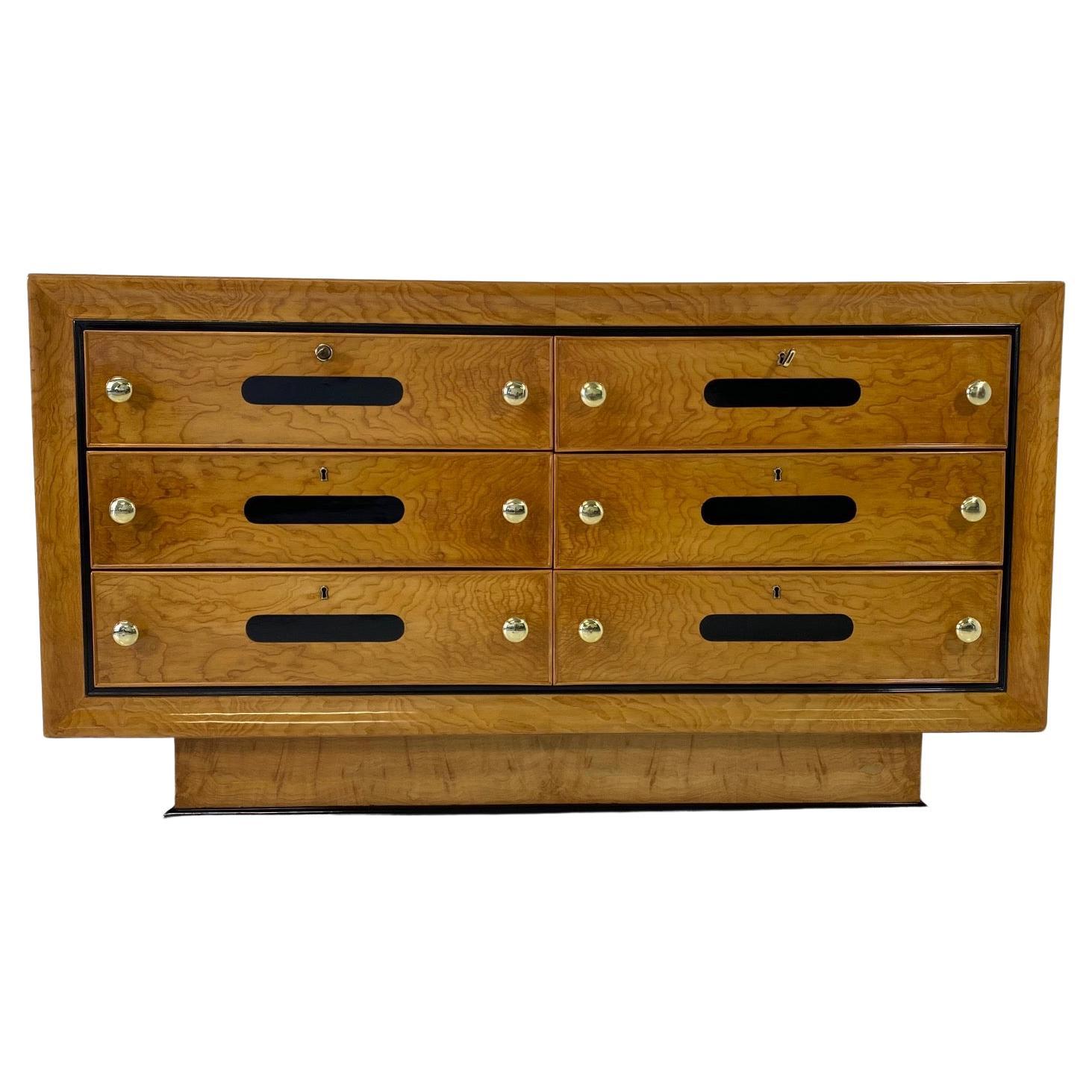 Century Chin Hua Burled Ash And Orange Lacquer Dresser For Sale at 1stDibs