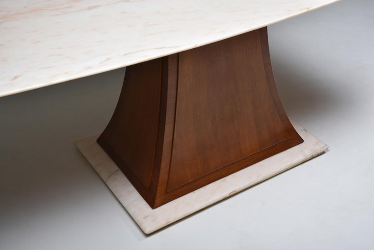 Italian Art Deco Dining Table with Marble Top, Japan Inspired, 1940s ...