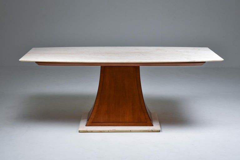 Italian Art Deco Dining Table with Marble Top, Japan Inspired, 1940s ...
