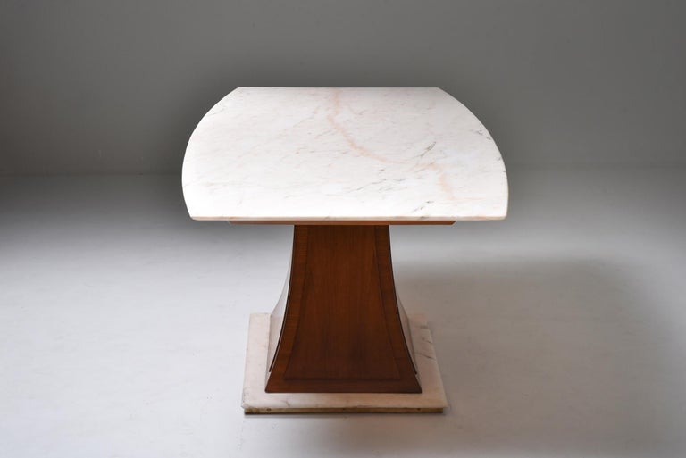 Italian Art Deco Dining Table with Marble Top, Japan Inspired, 1940s ...