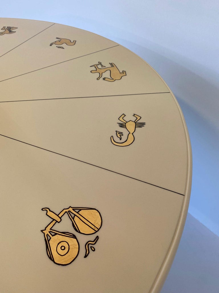 Italian Art Deco Gold Leaf Zodiac Signs Table in the Style of Gio Ponti ...