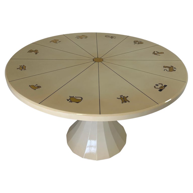 Italian Art Deco Gold Leaf Zodiac Signs Table in the Style of Gio Ponti ...