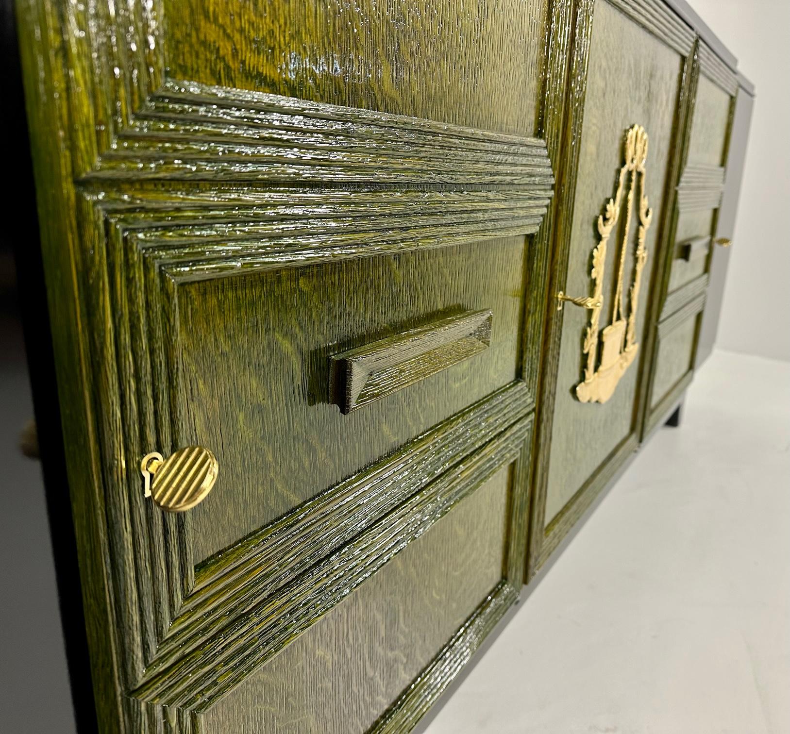 Italian Art Deco Green Aniline Sideboard, Valabrega, 1930s For Sale at ...
