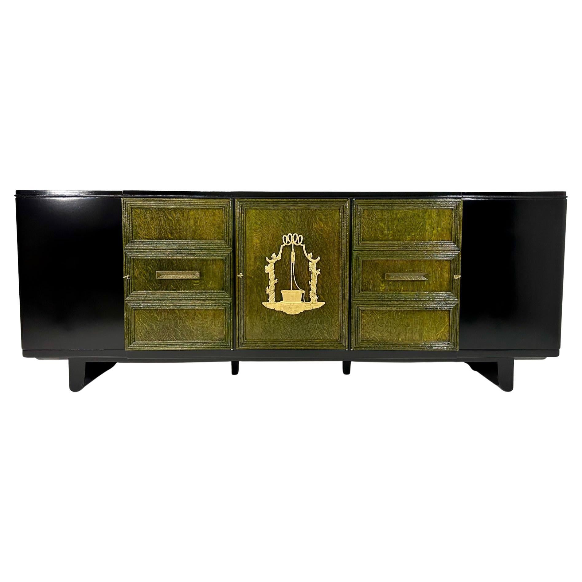 Italian Art Deco Green Aniline Sideboard, Valabrega, 1930s For Sale at ...
