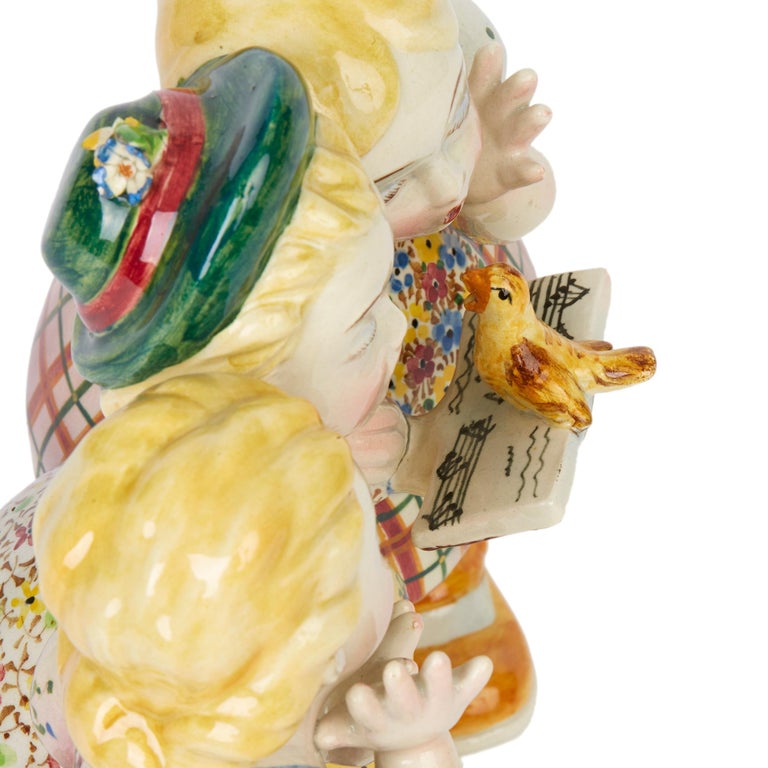 Italian Art Deco Lenci Style Pottery Girl Singers Group at 1stDibs