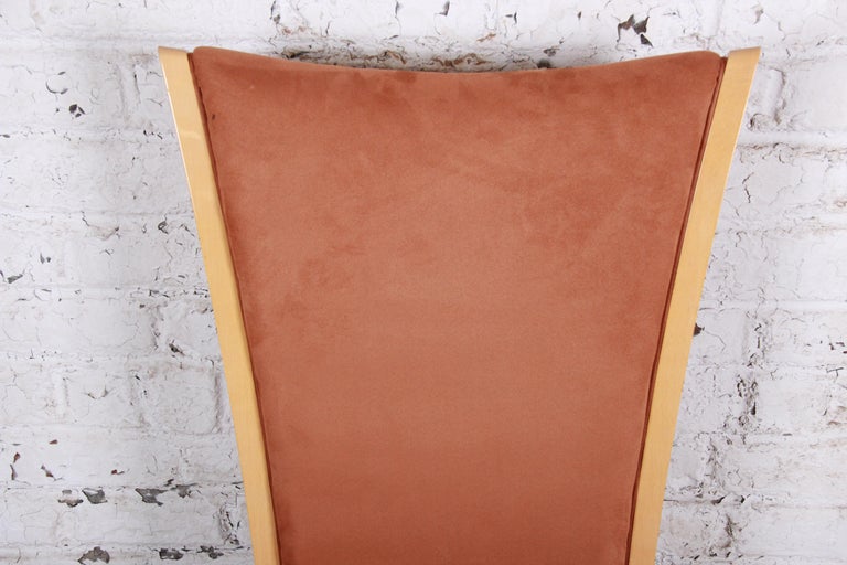 Italian Art Deco Maple Dining Chairs With Suede Upholstery at 1stDibs ...