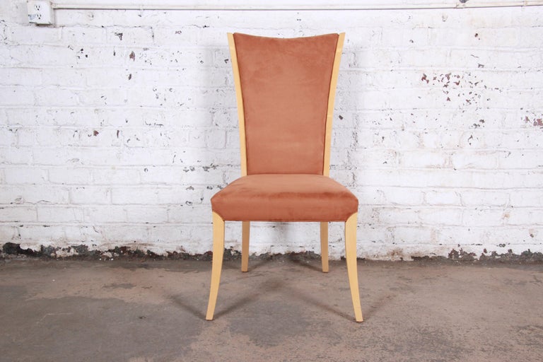 Italian Art Deco Maple Dining Chairs With Suede Upholstery at 1stDibs ...
