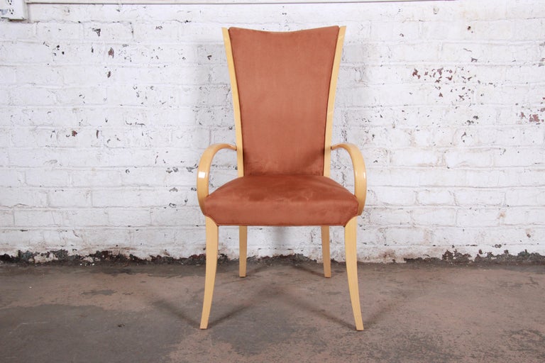 Italian Art Deco Maple Dining Chairs With Suede Upholstery at 1stDibs ...