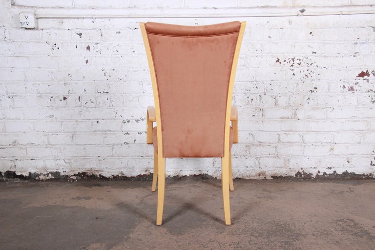 Italian Art Deco Maple Dining Chairs With Suede Upholstery at 1stDibs ...