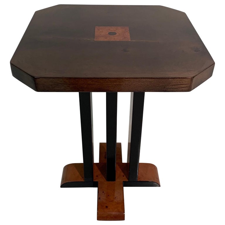 Italian Art Deco Myrtle Wood and Parchment Side Table For Sale at 1stDibs