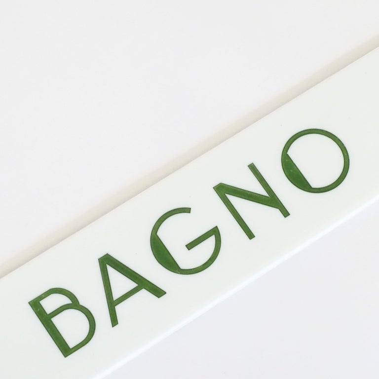 Italian Art Deco Opaline Glass and Engraved with Green Letters Loo ...