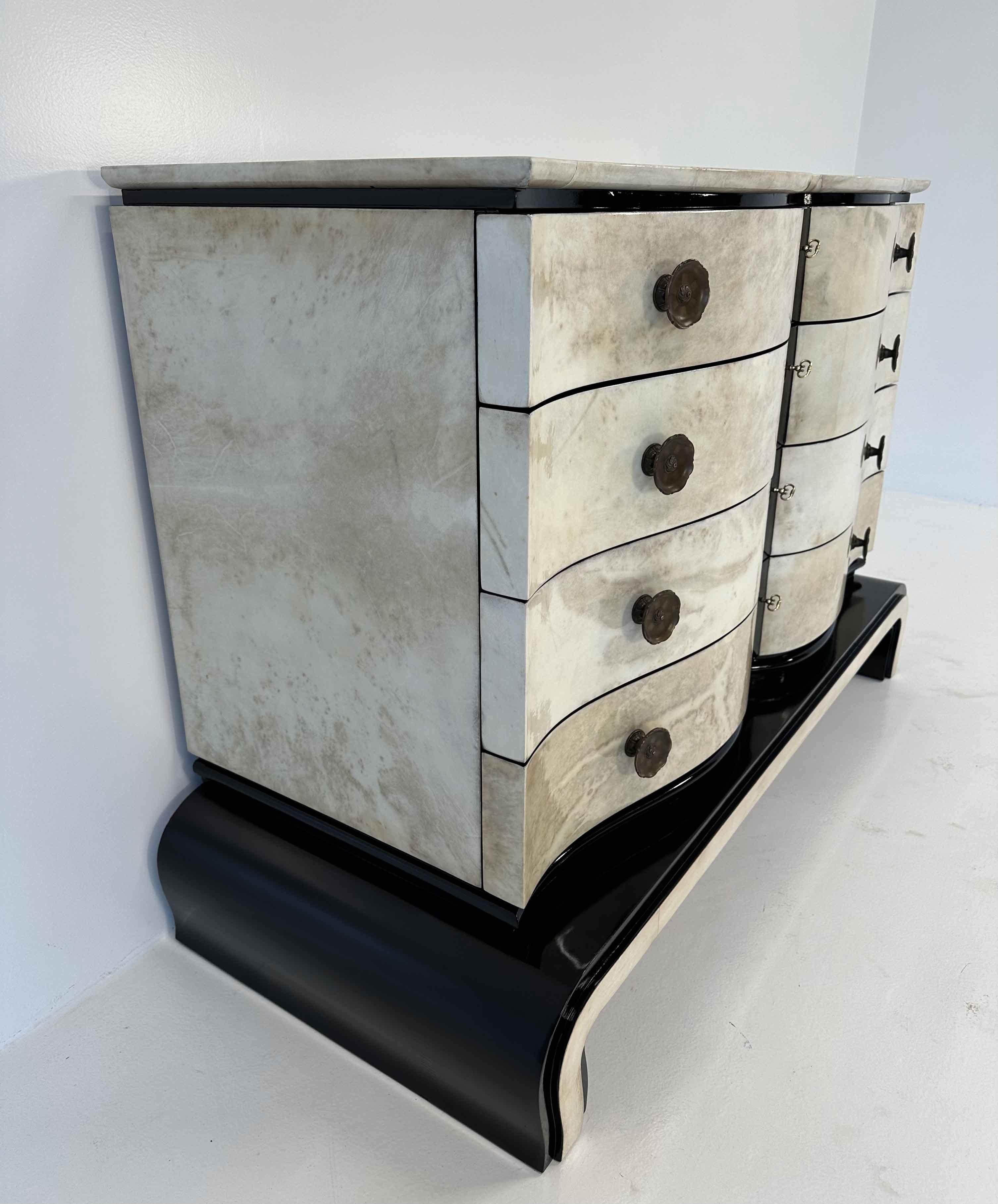 Italian Art Deco Parchment and Black Lacquer Dresser, Borsani, 1930s ...