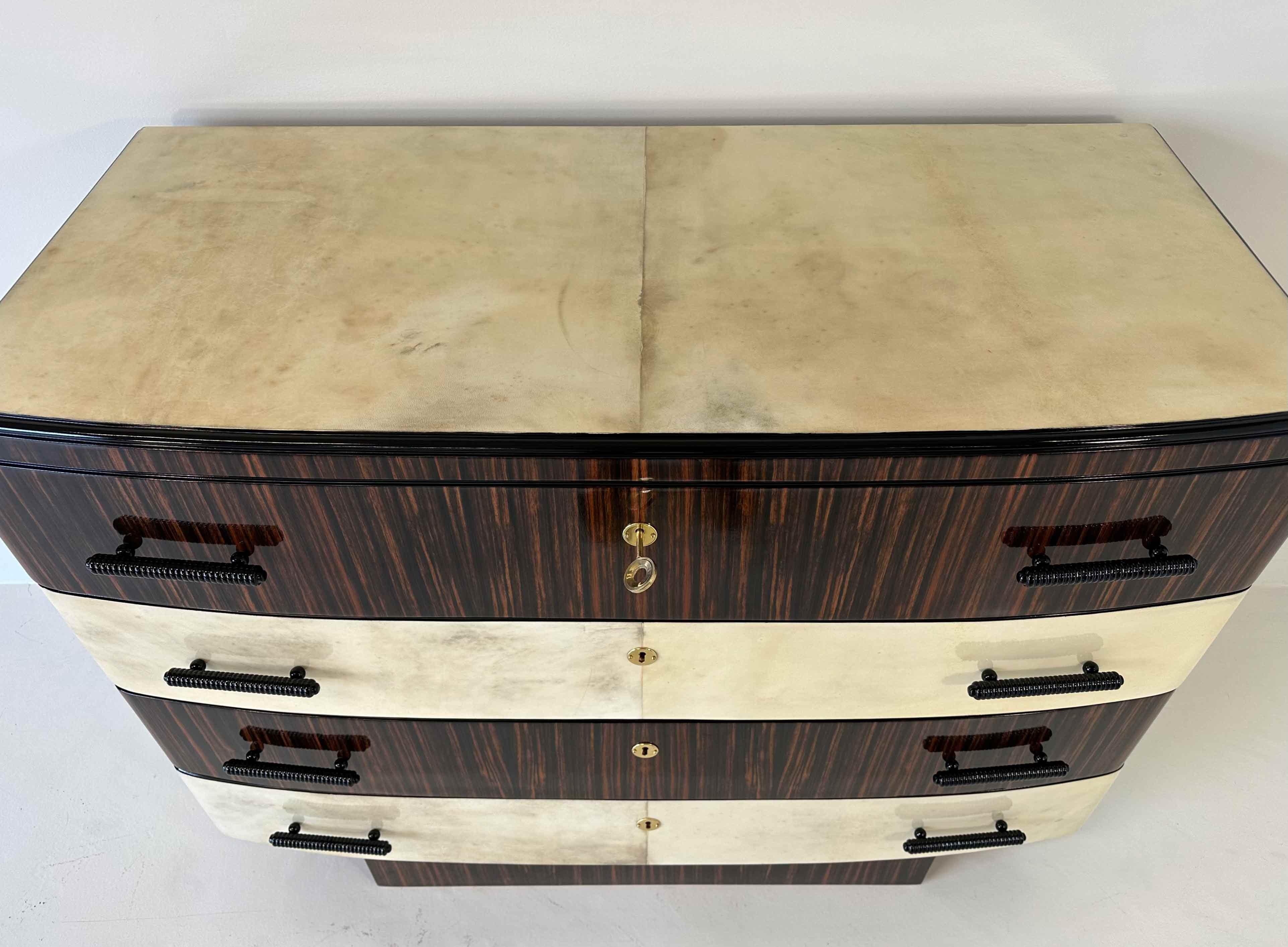 Italian Art Deco Parchment and Macassar Dresser, 1930s For Sale at 1stDibs