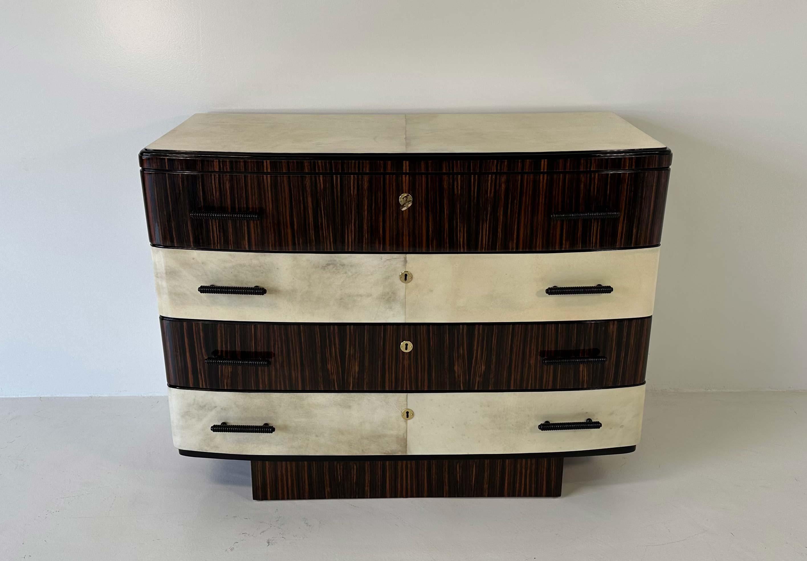 Italian Art Deco Parchment and Macassar Dresser, 1930s For Sale at 1stDibs