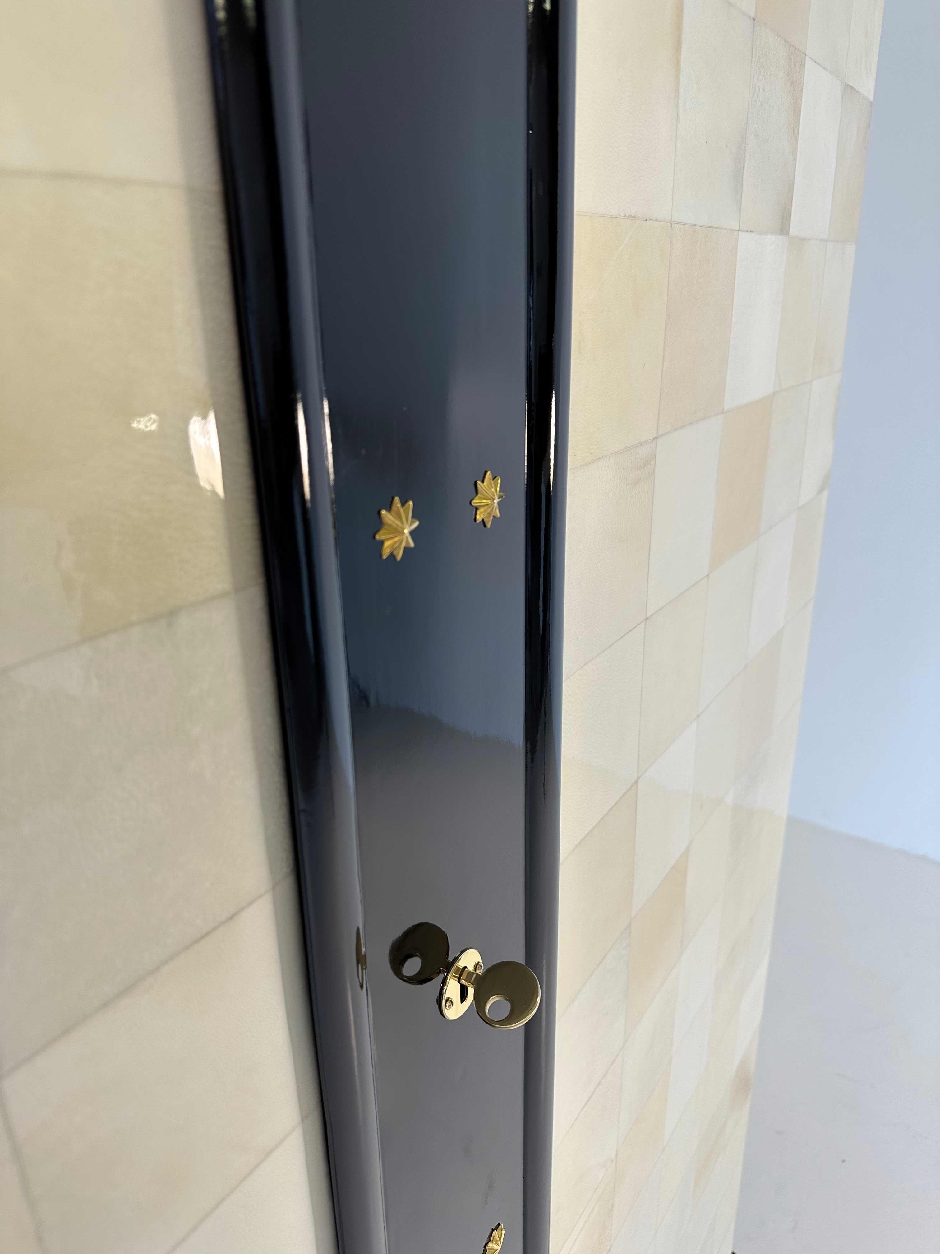 Italian Art Deco Parchment Squares, Brass Stars and Black Lacquer ...