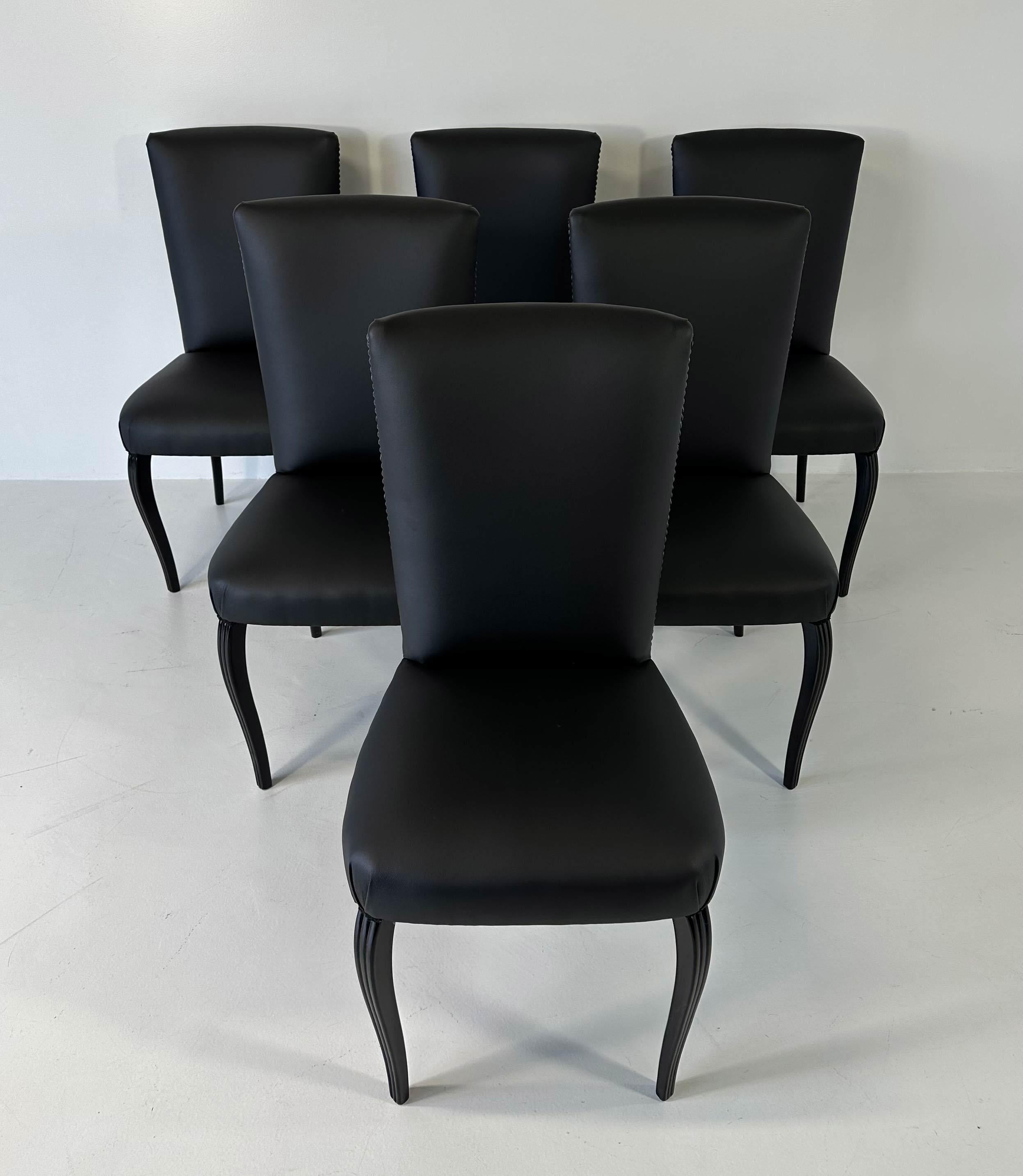 Italian Art Deco Set of Six Black Chairs, V. Dassi, 1940s For Sale at ...