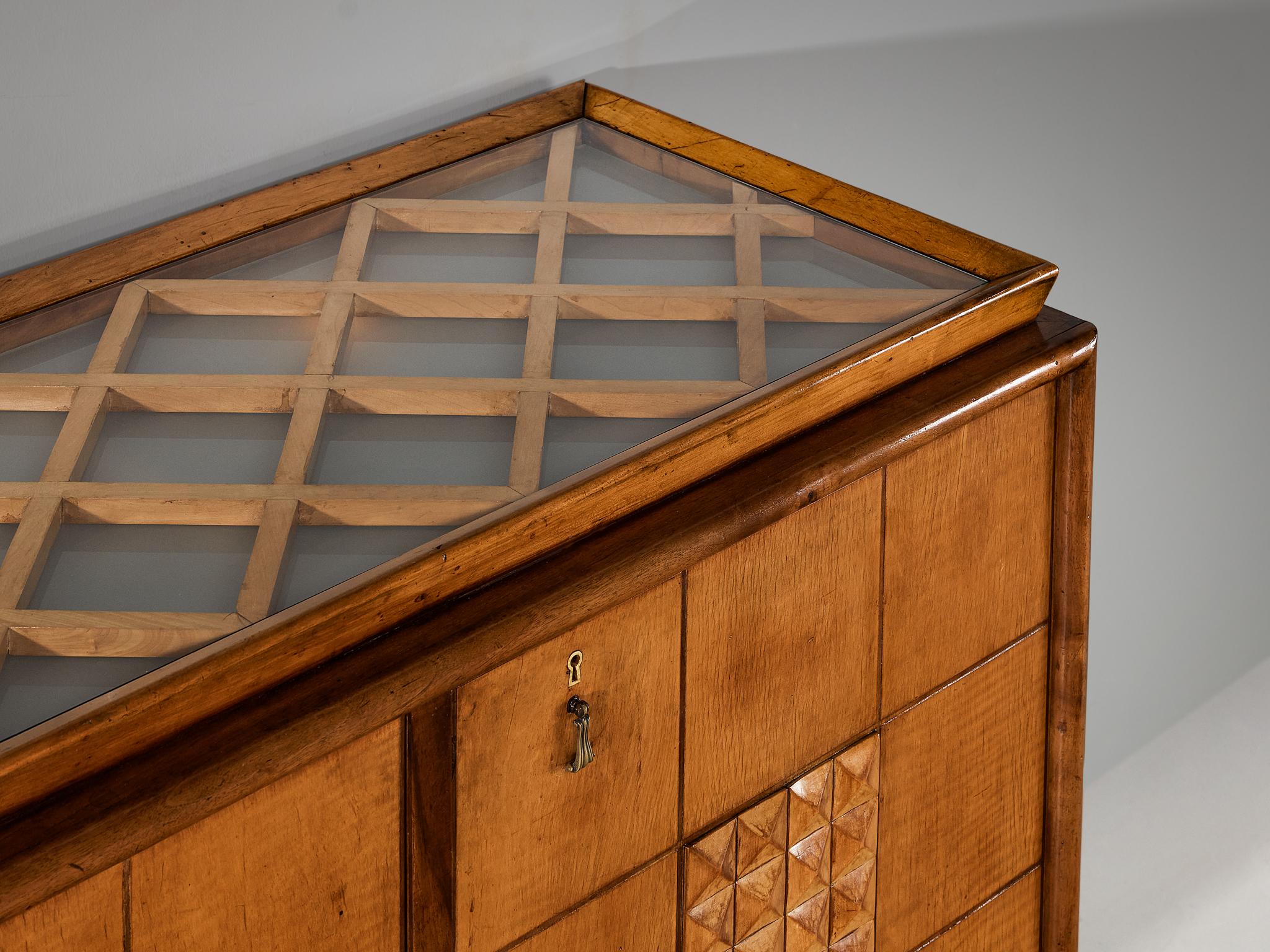 Italian Art Deco Sideboard with Grissinato Base and Graphical Front For ...