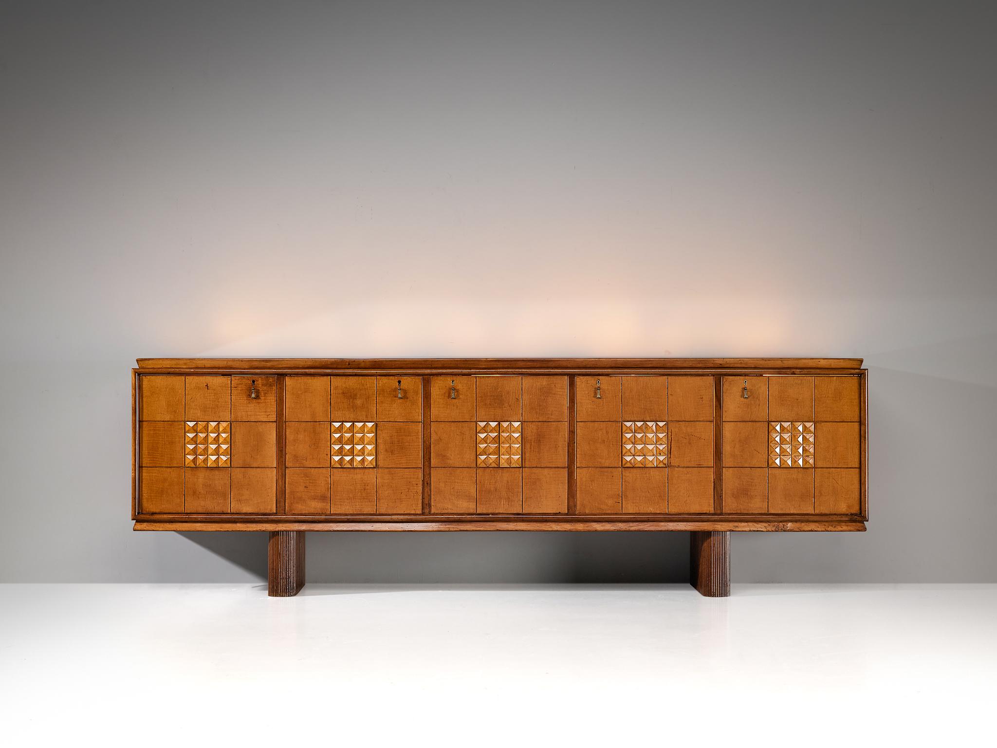 Italian Art Deco Sideboard with Grissinato Base and Graphical Front For ...