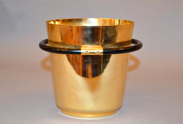 Art Deco Style 24-Karat Gold-Plated On Brass Objets D'arts Ice Bucket ...