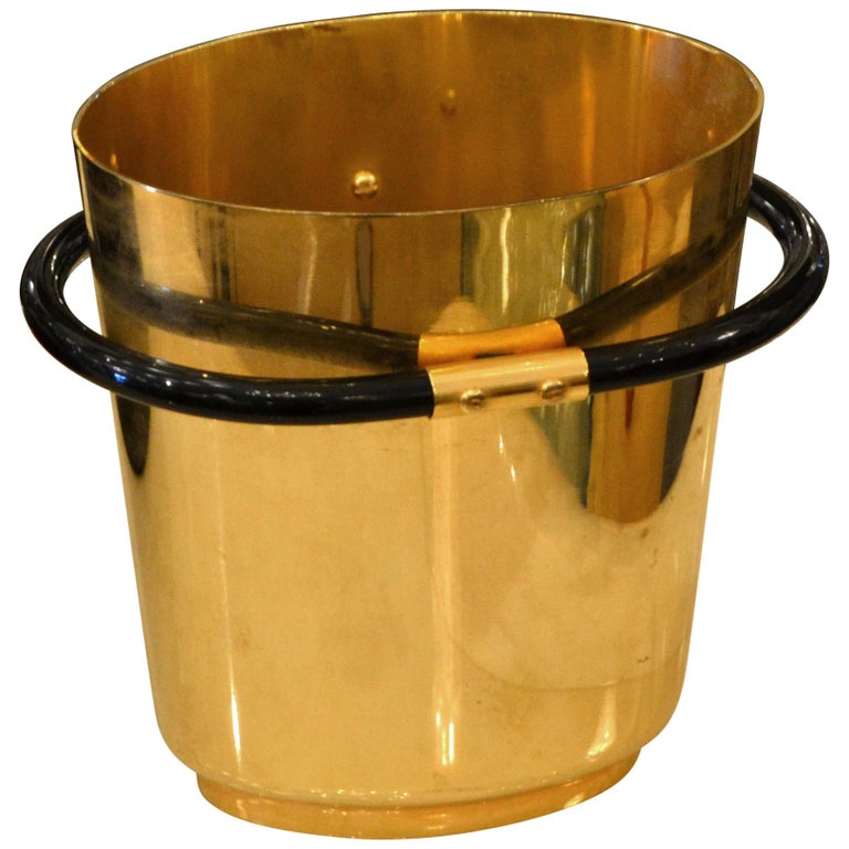 Art Deco Style 24-Karat Gold-Plated On Brass Objets D'arts Ice Bucket ...
