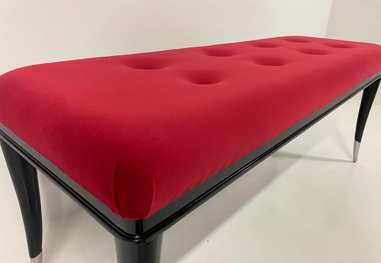 Italian Art Deco Style Red Velvet, Black Lacquer and Chromed Metal ...
