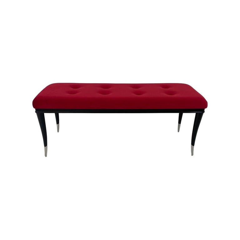 Italian Art Deco Style Red Velvet, Black Lacquer and Chromed Metal ...