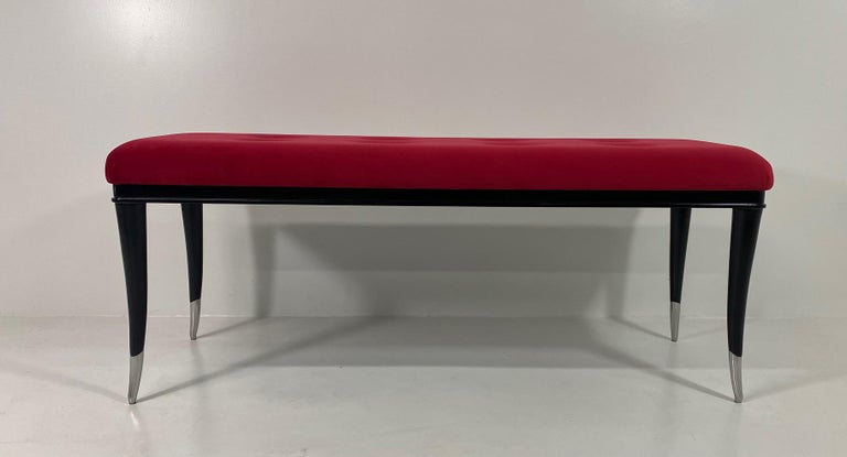 Italian Art Deco Style Red Velvet, Black Lacquer and Chromed Metal ...