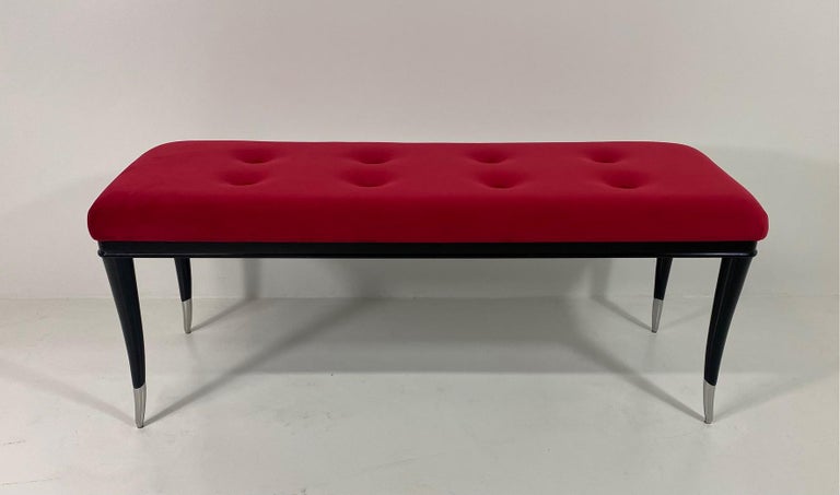 Italian Art Deco Style Red Velvet, Black Lacquer and Chromed Metal ...
