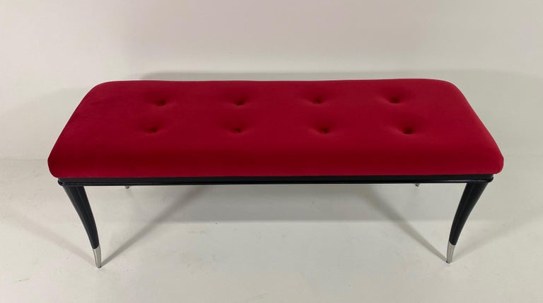 Italian Art Deco Style Red Velvet, Black Lacquer and Chromed Metal ...