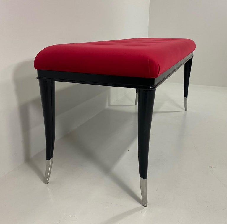 Italian Art Deco Style Red Velvet, Black Lacquer and Chromed Metal ...