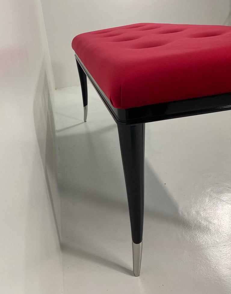 Italian Art Deco Style Red Velvet, Black Lacquer and Chromed Metal ...